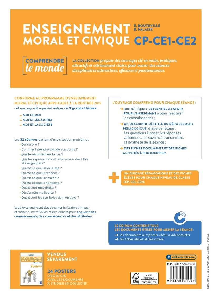 Enseignement moral et civique CP-CE1-CE2 (+ DVD-Rom) - Ouvrage papier | Éditions Retz